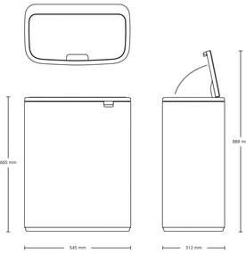 Matně černý dotykový ocelový odpadkový koš na tříděný odpad 2x30 l Bo Touch Bin – Brabantia