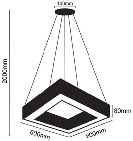 LED Lustr na lanku LED/40W/230V 4000K 60x60 cm