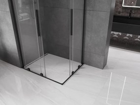 Mexen Velar L Duo, sprchový kout s posuvnými dveřmi 90 x 80 cm, 8mm čiré sklo, černá matná, 871-090-080-02-03-70