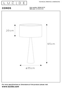 Lucide 30594/81/72 stolní lampa Conos, přírodní, E27, 65cm