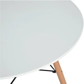Kondela Jídelní stůl, bílá matná/buk, průměr 120 cm, DEMIN NEW