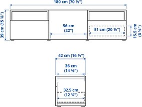BESTÅ TV stolek se zásuvkami a dvířky, bílá/Björköviken bříza dýha, 180x42x39 cm
