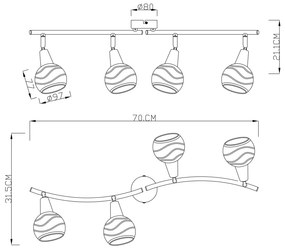 GLOBO ELLIOTT 54341-4 Stropní svítidlo