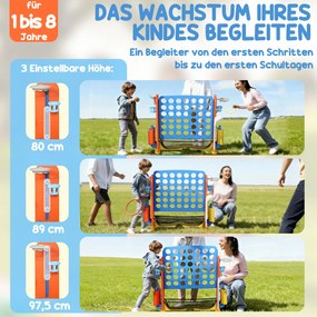 AIYAPLAY 4-v-1 herní set, Čtyři v řadě, výškově nastavitelný, síťová taška, plast, barevný