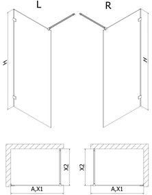 Mexen Lunar sprchová stěna levá 90 x 200 cm, 8mm čiré sklo, měděná matná, 830-090-000-65-00-L