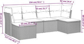 6dílná zahradní sedací souprava s poduškami šedá polyratan 3249849