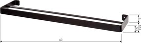 Nástěnný věšák na ručníky HANDY 60x12,5 cm, černý