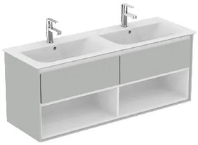 Ideal Standard Connect Air - Skříňka pod dvojumyvadlo, 1300x440x517 mm, lesklá světlá šedá/bílá mat E0831EQ