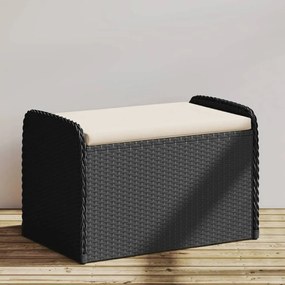 Úložná lavice s poduškou černá 80 x 51 x 52 cm polyratan - Default Title