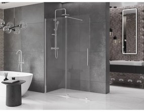 Mexen Velar, posuvné dveře do otvoru typ Walk-In 140 cm, 8mm čiré sklo, chromová, 871-140-000-03-01