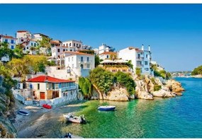 DIMEX | Vliesové fototapety na zeď Řecké pobřeží MS-5-0197 | 375 x 250 cm| modrá, vícebarevná