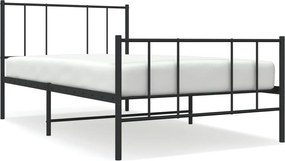 vidaXL Kovový rám postele s hlavovým a nožním čelem 107 x 203 cm [352494] Barva: Bílá