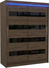 Posuvná skříň s lacobelem a LED osvětlením MARTINEZ 150 choco