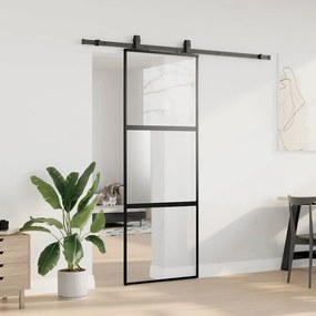 Posuvné dveře se sadou kování černé 76x205 cm Tvrzené sklo 3375877