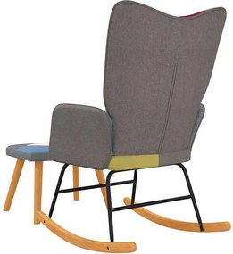Houpací křeslo se stoličkou patchwork textil 328192