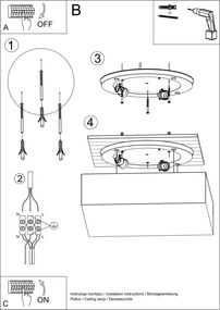 Stropní svítidlo Horus, 1x šedé plastové stínítko, (bílý plast), (55 cm)