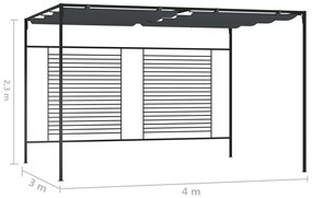 vidaXL Marketos Altán se zatahovací střechou 4x3x2,3 m antracitový 180 g/m²