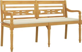 Lavice Batavia s krémovou poduškou 150 cm masivní teakové dřevo 3100828
