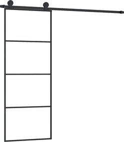Posuvné dveře s kováním 76x205 cm ESG sklo a hliník 3152146