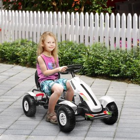 HOMCOM Pedálový Go-Kart pro děti od 5 let – dětské pedálové auto s nastavitelným sedadlem, gumovými pneumatikami a ruční brzdou pro chlapce a dívky, …