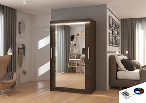 ADRK Furniture Posuvná skříň se zrcadlem a LED osvětlením TIBAGO 120 SW-TIB-CH-120+L-V081