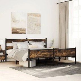 Kovový rám postele bez matrace kouřový dub 193 x 203 cm 3308493