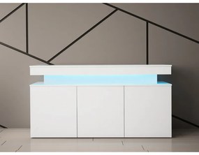 Komoda s LED osvětlením Lestirola 3D 160, Barva:: bíla / bíly lesk