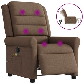 Elektrické masážní polohovací křeslo hnědé textil 3303308