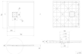 Erga Hyper, SMC sprchová vanička 70x70x2, 6 cm + sifon, béžová matná, ERG-V06-SMC-7070S-BG