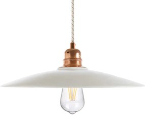 creative cables Závěsná lampa s textilním kabelem, keramickým stínidlem a kovovými detaily Barva: Lesklá bílá