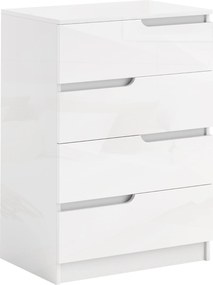 HOMCOM Komoda se 4 zásuvkami, Skříňka pro obývací pokoj a ložnici, Leskle bílá 60 x 40 x 85 cm | Aosom