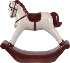 Béžovo-hnědá keramická dekorace houpací koník ChrisMs - 15*4*14 cm