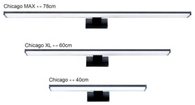 TOP-LIGHT LED osvětlení nad zrcadlo CHICAGO XL, 12W, denní bílá, 60cm, černé, IP44 Chicago XL