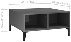 Konferenční stolek šedý vysoký lesk 60 x 60 x 30 cm dřevotříska - Default Title