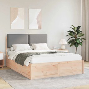 Rám postele s čalouněným čelem s čelo Světle šedá 135 x 190 cm 3398134