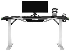 Herní stůl ULTRADESK FORCE SNOW – černá/bílá 166x70 cm, RBG podsvícení