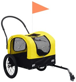 vidaXL Vozík pro psa za kolo a na běhání 2 v 1 žlutý a černý