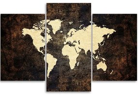 Gario Obraz na plátně Tmavá mapa světa - 3 dílný Rozměry: 60 x 40 cm
