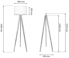 Stojací lampa HELEN 1xE27/15W/230V krémová/zlatá/dub