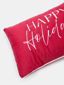 Sinsay - Vánoční dekorační polštář se stříbrným nápisem „Happy Holiday“ - červená
