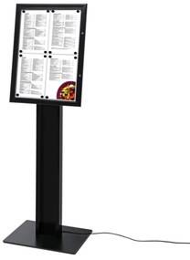 Menu vitrína s LED osvětlením 4 x A4, černá