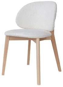 Čalouněná židle krémová s dřevěnými nohami CM01 Pecora