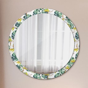 Kulaté dekorativní zrcadlo Tropické listy fi 100 cm