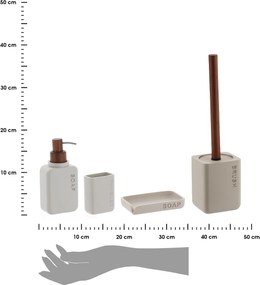 Sada koupelnových doplňků Salva, béžová/s dřevěnými prvky