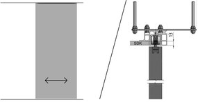 JAP Jednokolejnicový posuv do stropu skrytý PREMIUM - podhled z jedné strany - ELOX šířka průchodu/ délka kolejnice: 100/ 210 cm, typ kotvení: na závitové tyče