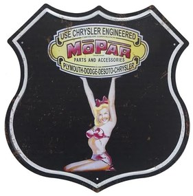 Kovová cedule ve tvaru štítu Mopar