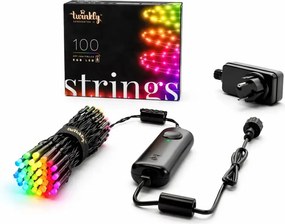 Barevná světýlka venkovní Twinkly strings světelný řetěz 8 m, 100 diod RGB, černý kabel, IP44