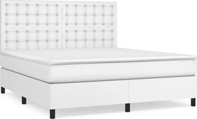 Box spring postel s matrací bílá 160x200 cm umělá kůže 3142852