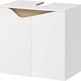 HOMCOM podumyvadlová skříňka s tlumeným dovíráním, bílá/přírodní dekor — 60 × 35 × 57,9 cm (23,6 × 13,8 × 22,8 palce) | Aosom