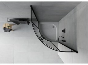 Mexen Rio půlkruhový sprchový kout 90 x 90 cm, Grafitově černá, Černá + sprchová vanička Rio, Bílá - 863-090-090-70-40-4710